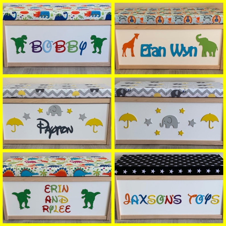 Wooden Toy Box Personalised Choice of Fabrics Fonts and | Etsy