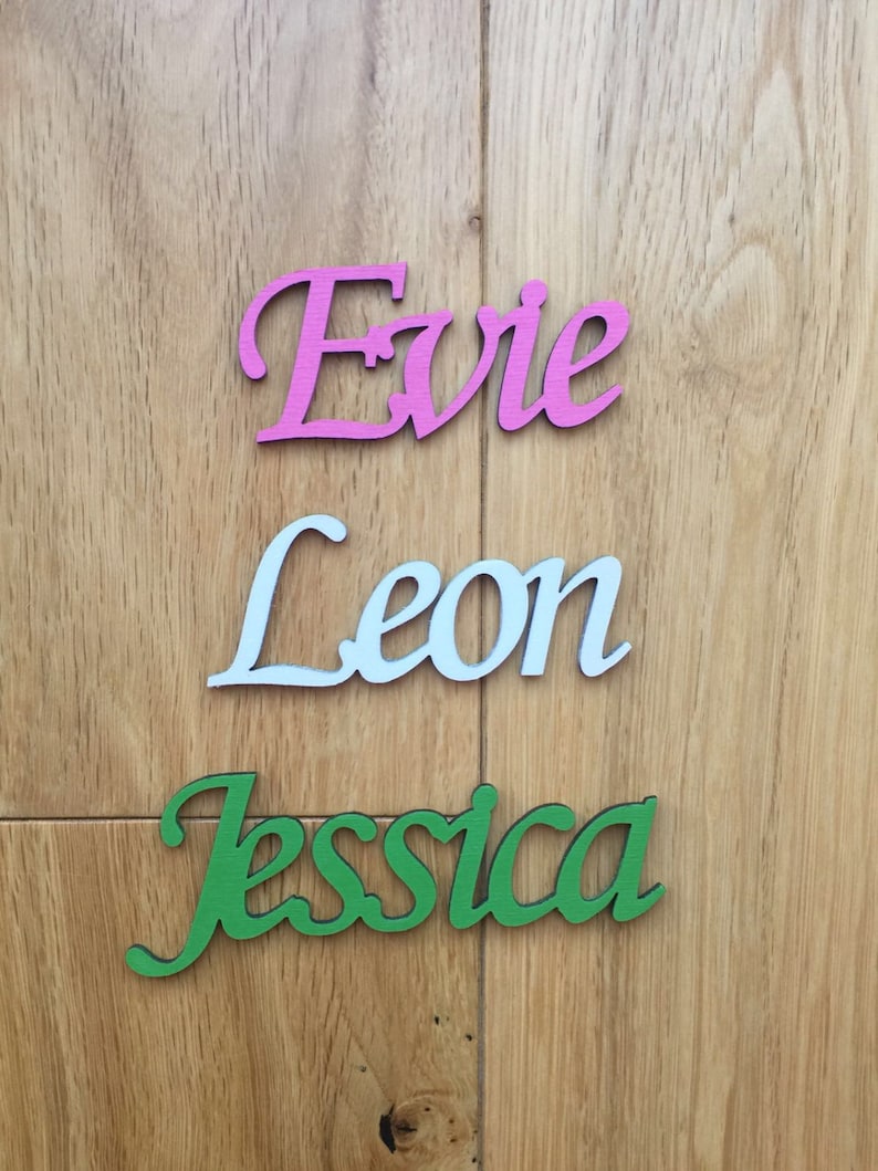 Personalised wooden names Script font Laser cut per letter | Etsy