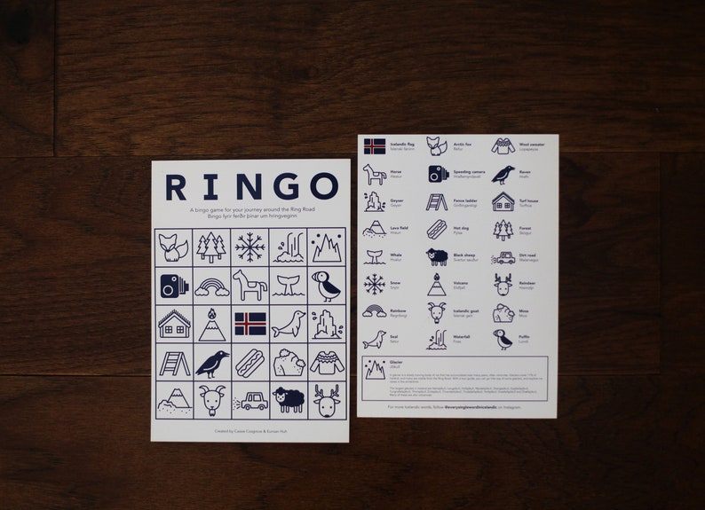 RINGO - an Icelandic Road Trip Bingo Game - Etsy