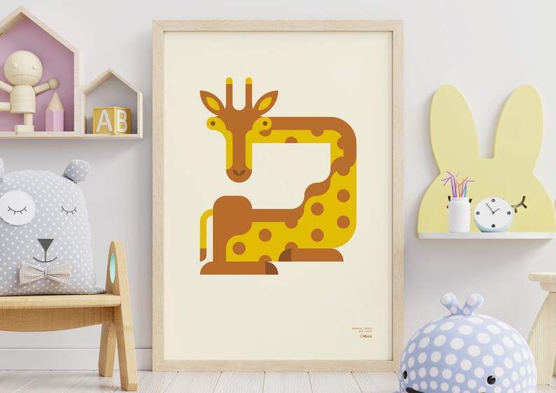 Minimalist Giraffe Poster for Children's Rooms. Wall Art Decoration ...