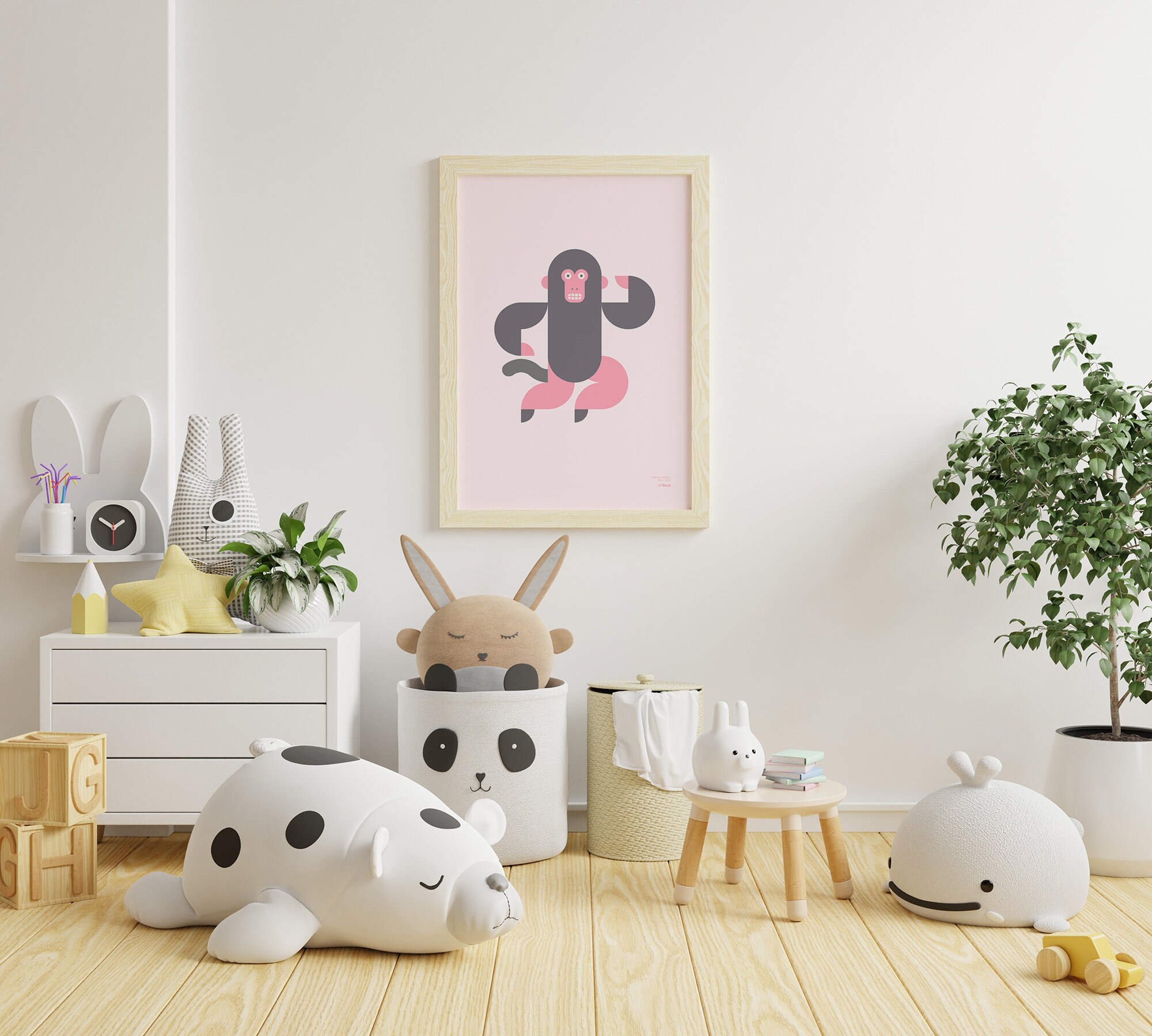 Minimalist Monkey Poster for Children's Rooms. Wall Art Decoration With ...