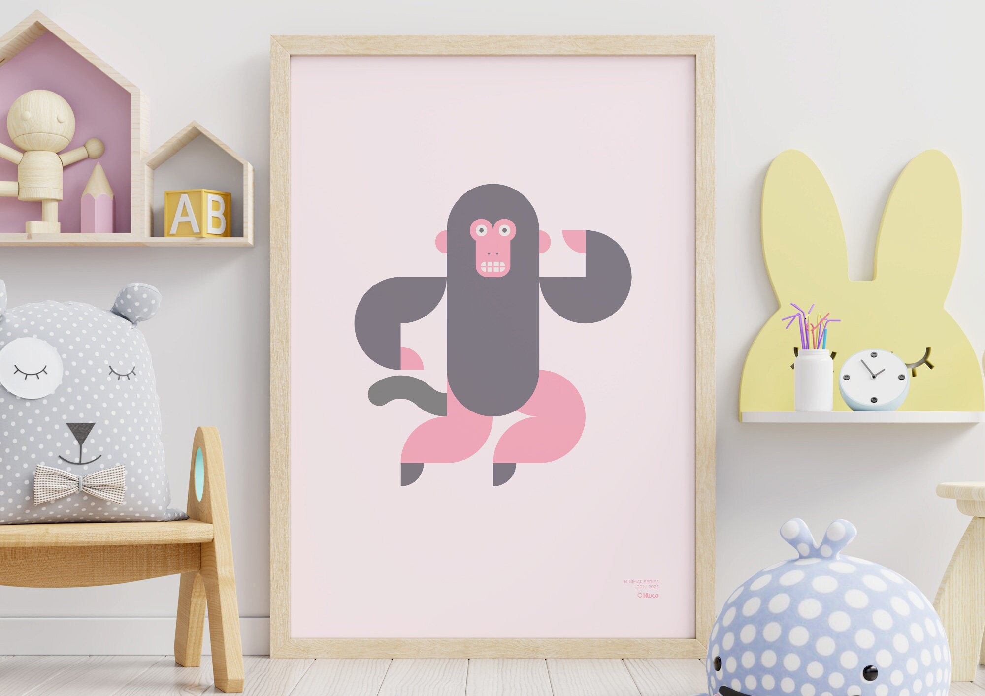 Minimalist Monkey Poster for Children's Rooms. Wall Art Decoration With ...