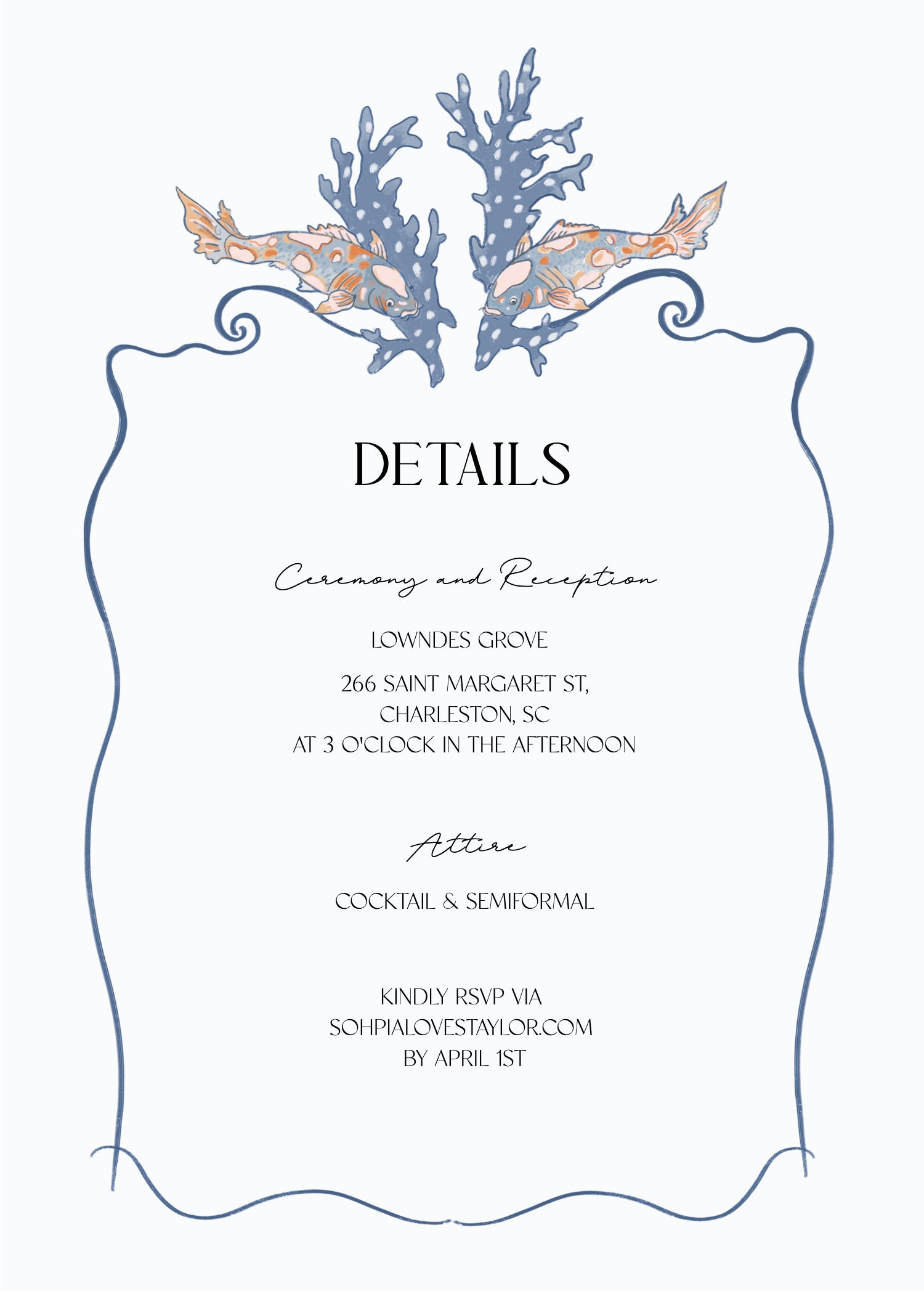 Whimsical Sea Fauna Wedding Invitation Template, Shells, Coral, and ...