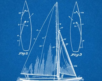 Sailboat blueprint | Etsy