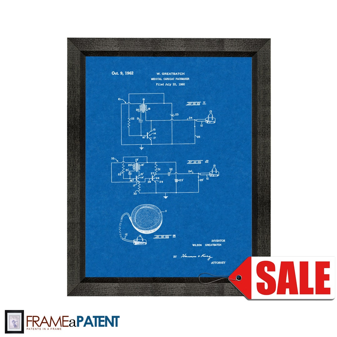 Medical Cardiac Pacemaker Patent Print Poster - 1962 - Historical ...