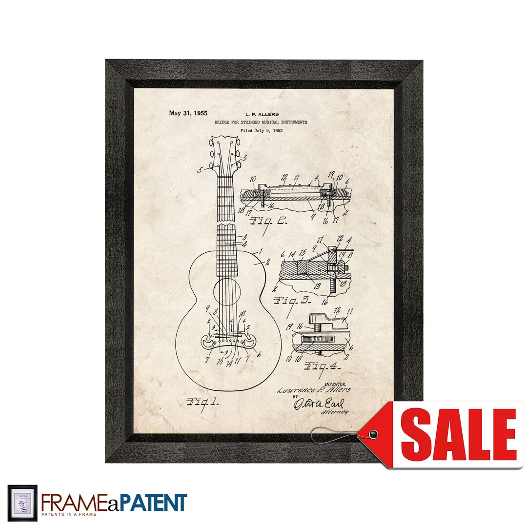 Bridge for Stringed Musical Instruments Patent Print Poster - 1955 ...