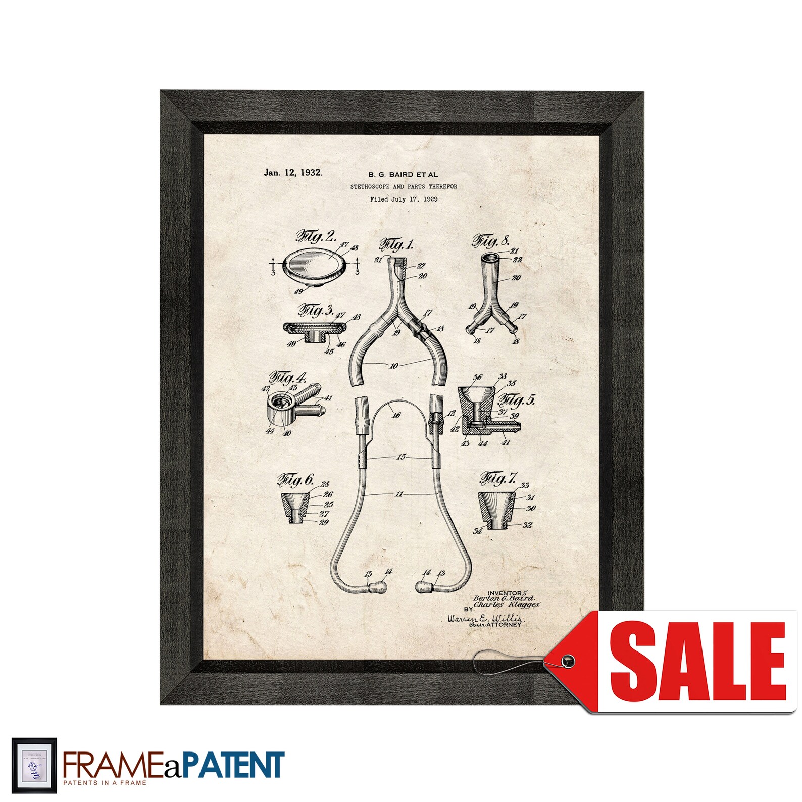 Stethoscope Patent Print Poster 1932 Historical Vintage - Etsy