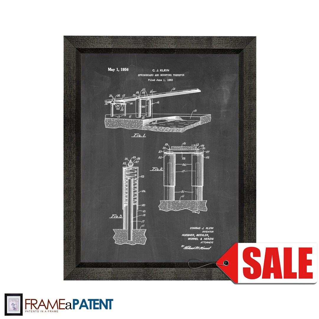 Diving Springboard Patent Print Poster - 1956 - Historical Vintage Wall ...