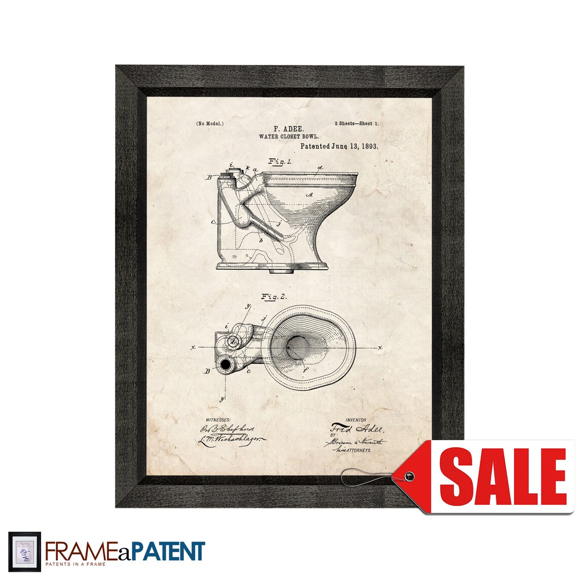 Toilet Patent Print Poster 1893 Historical Vintage Wall | Etsy