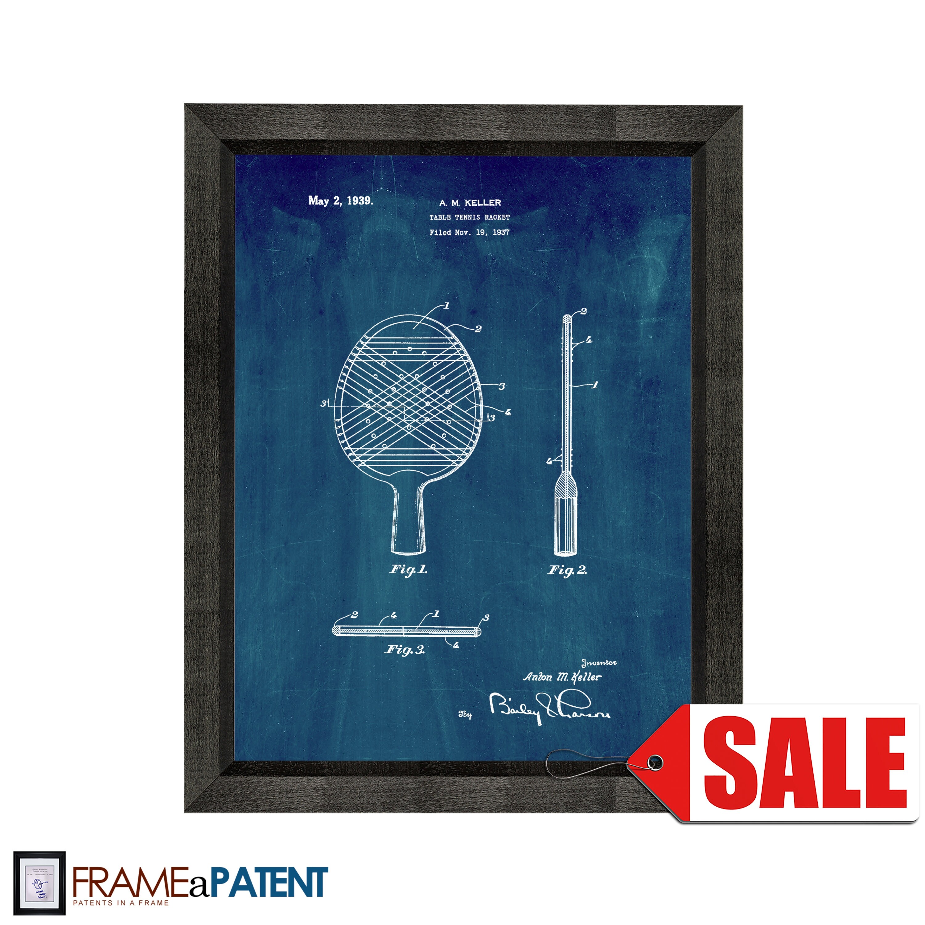 Table Tennis Racket Patent Print Poster 1939 Historical | Etsy