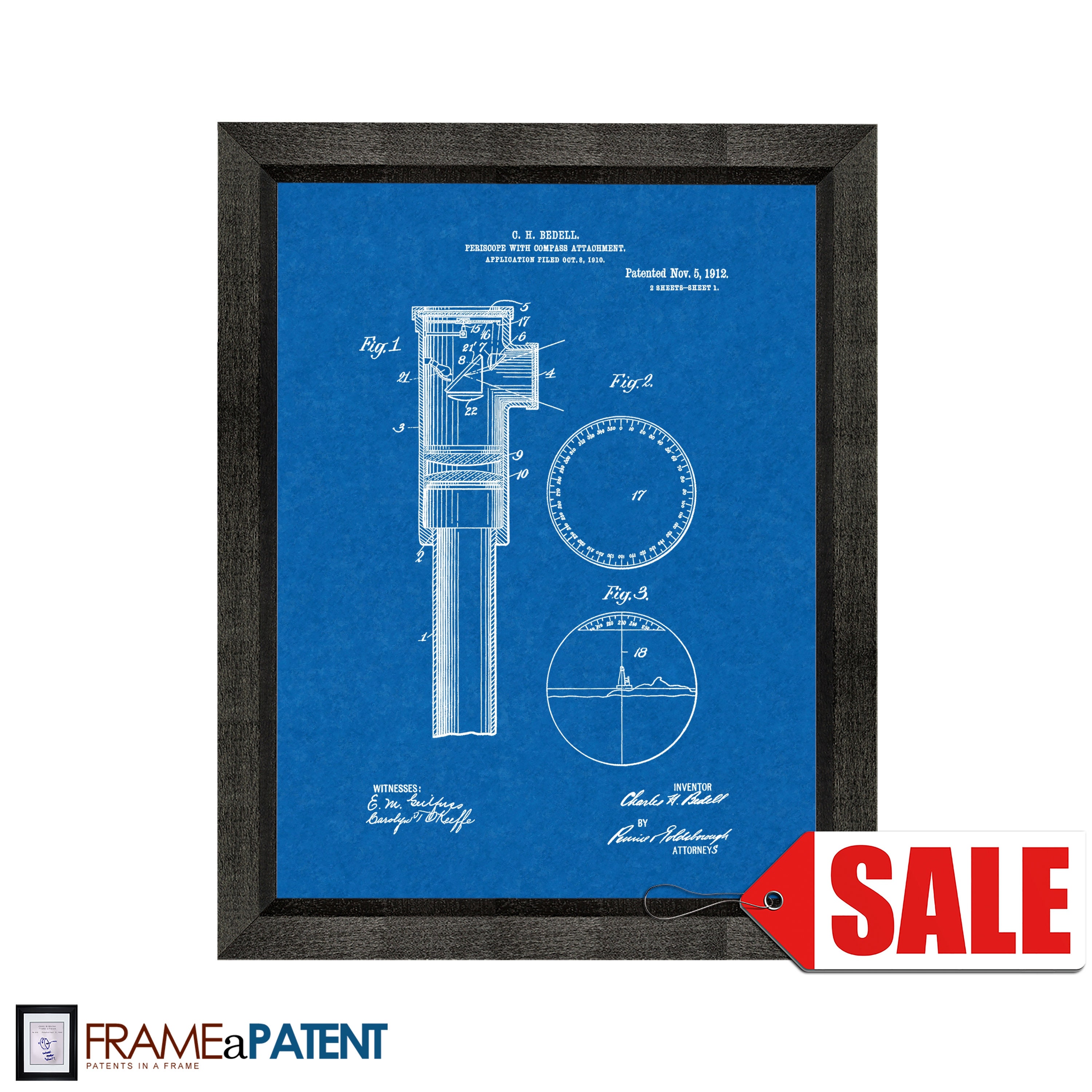Periscope With Compass Attachment Patent Print Poster 1912 | Etsy