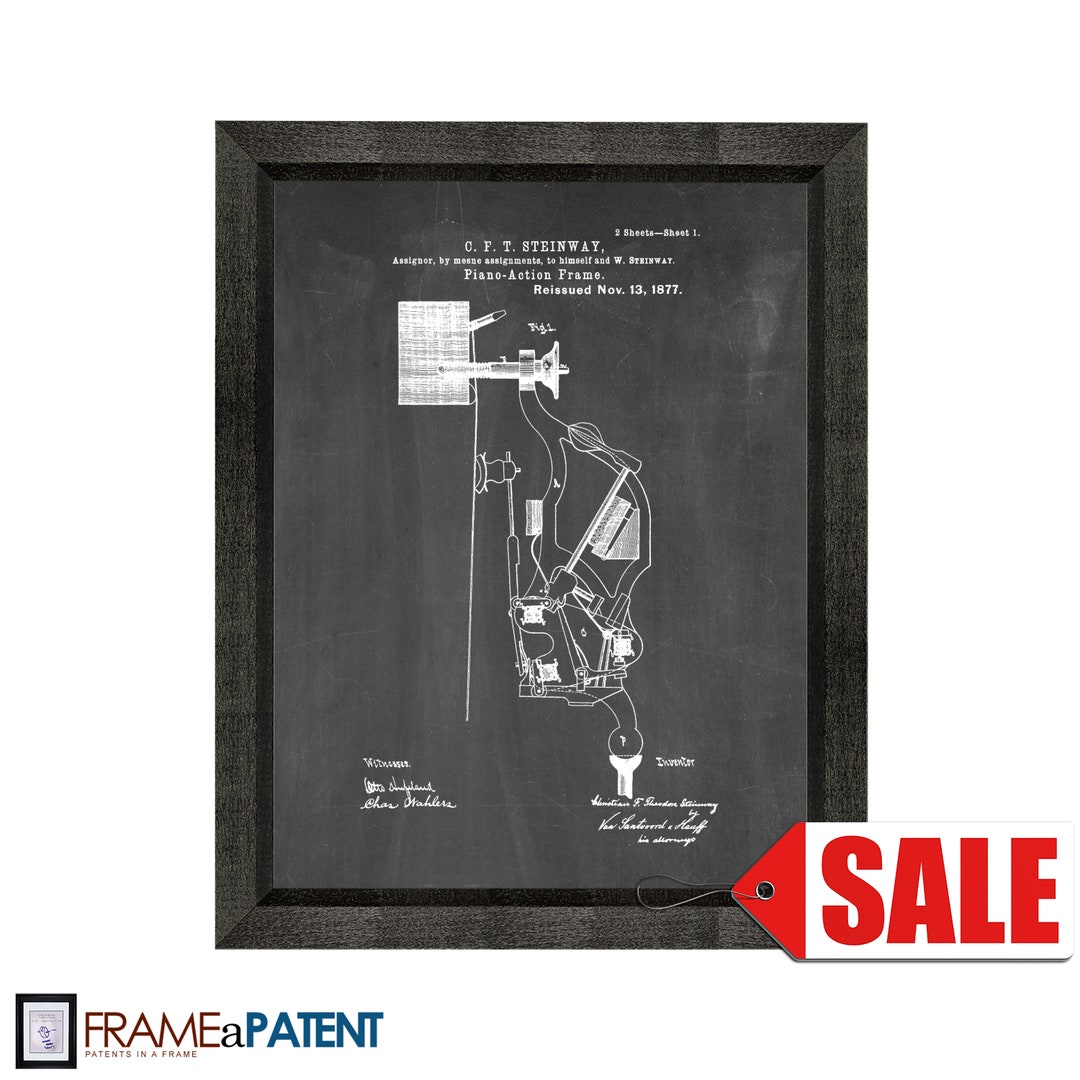 Piano-action Frames Patent Print Poster 1877 Historical Vintage Wall ...