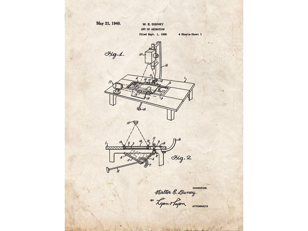Art of Animation Patent Print Poster - 1940 - Historical Vintage Wall ...