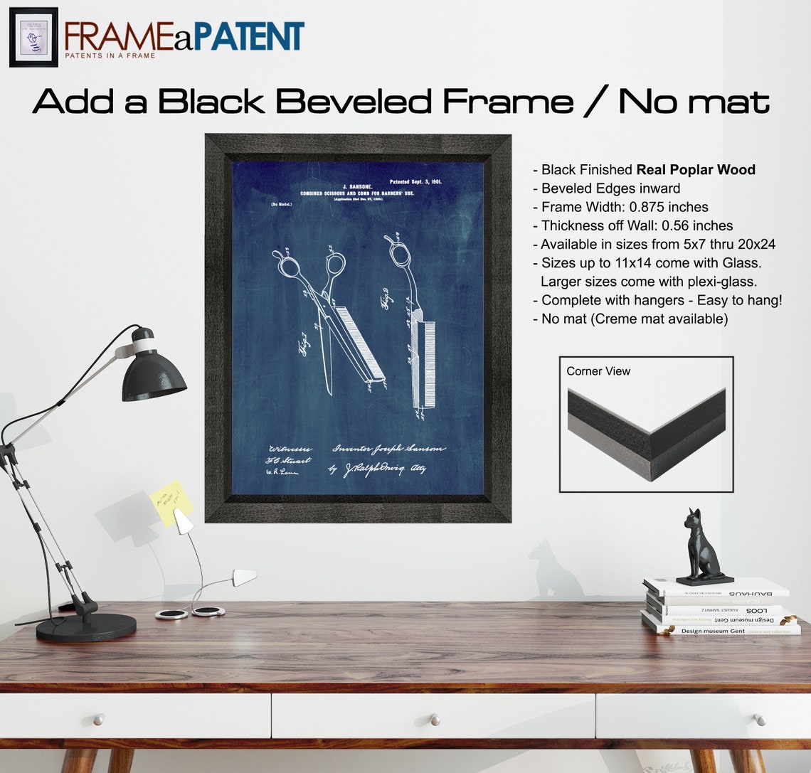 Combined Scissors and Comb for Barbers' Use Patent Print | Etsy