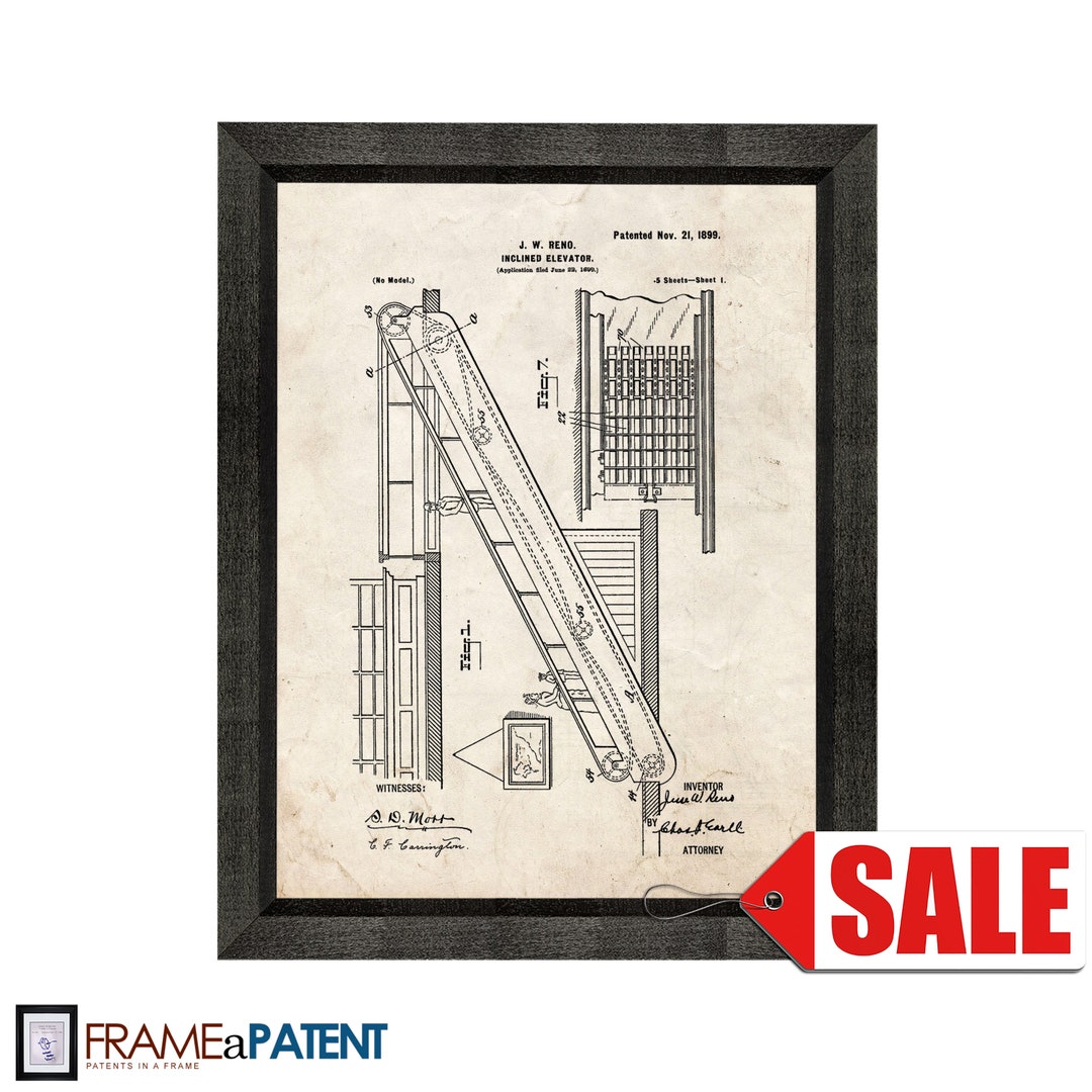 Escalator Patent Print Poster 1899 Historical Vintage Wall Art Great ...