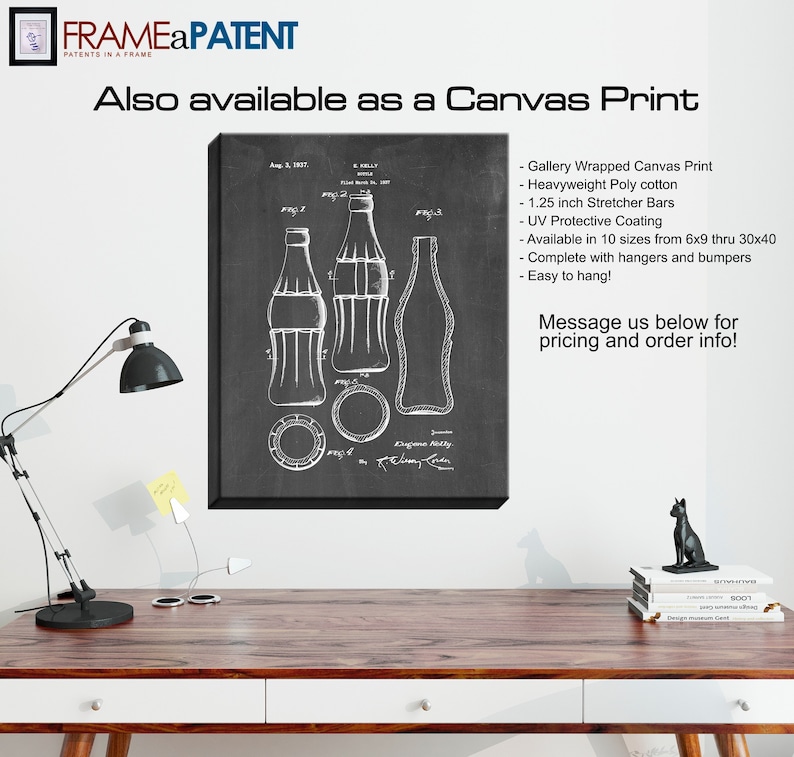 Coca-cola Coke Bottle Design Patent Print Poster - 1937 - Historical ...
