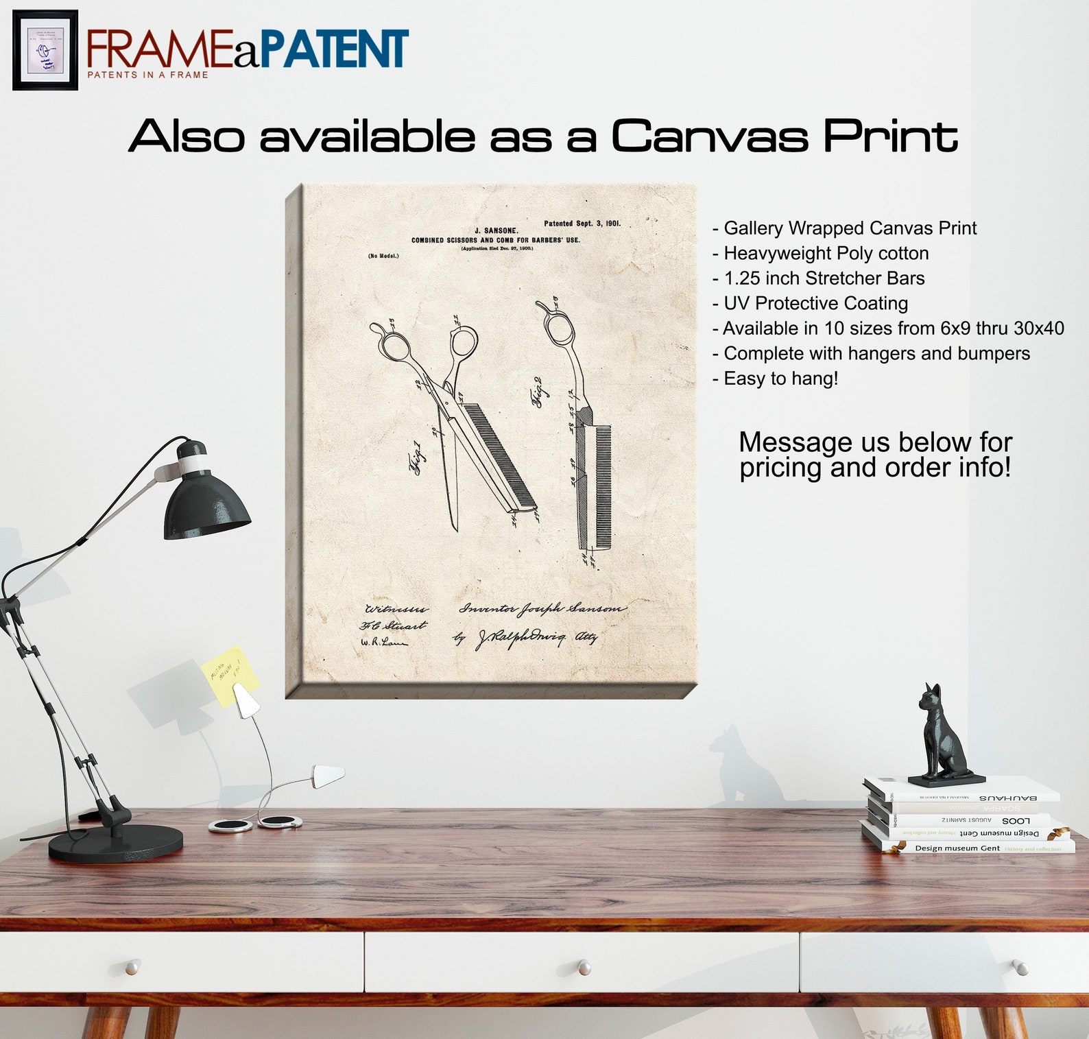 Combined Scissors and Comb for Barbers' Use Patent Print | Etsy