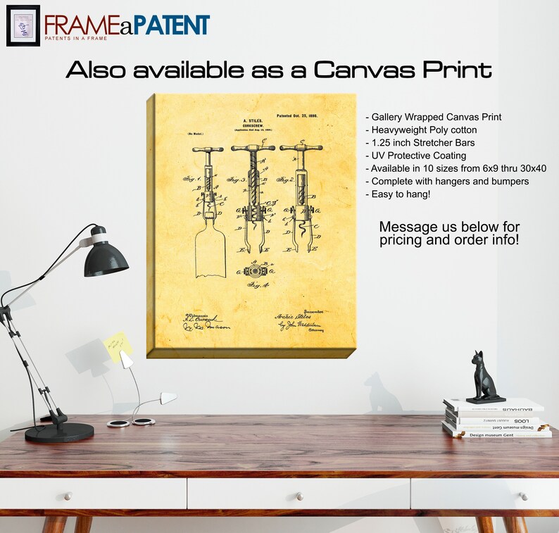 Corkscrew Patent Print Poster 1898 Historical Vintage Wall - Etsy