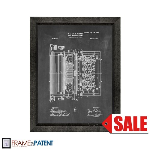Typewriter Patent Print Art 1897 - Etsy