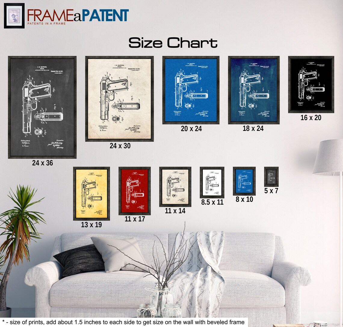 Colt 1911 Gun Patent Print Poster 1911 Historical Vintage - Etsy