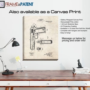 Colt 1911 Gun Patent Print Poster - 1911 - Historical Vintage Wall Art ...
