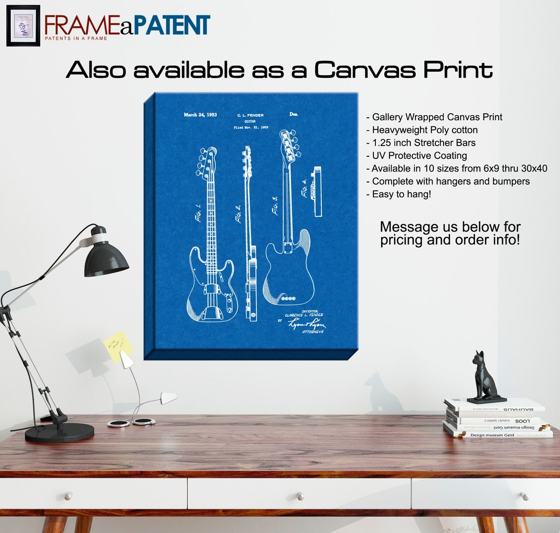 Clarence Fender Precision Bass Patent Print Poster 1953 | Etsy