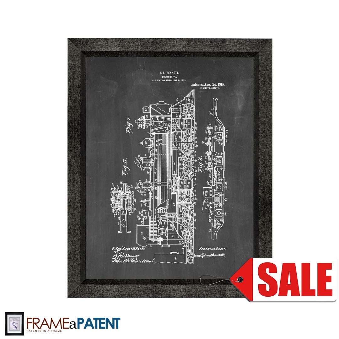 Locomotive Train Patent Print Poster 1915 Historical Vintage Wall Art ...