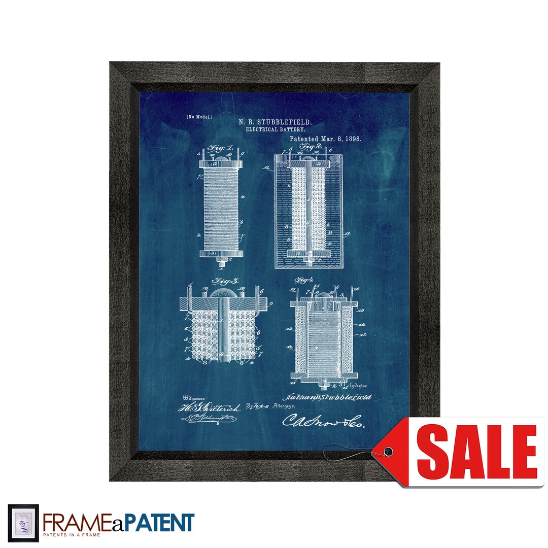 Electrical Battery Patent Print Poster - 1898 - Historical Vintage Wall ...