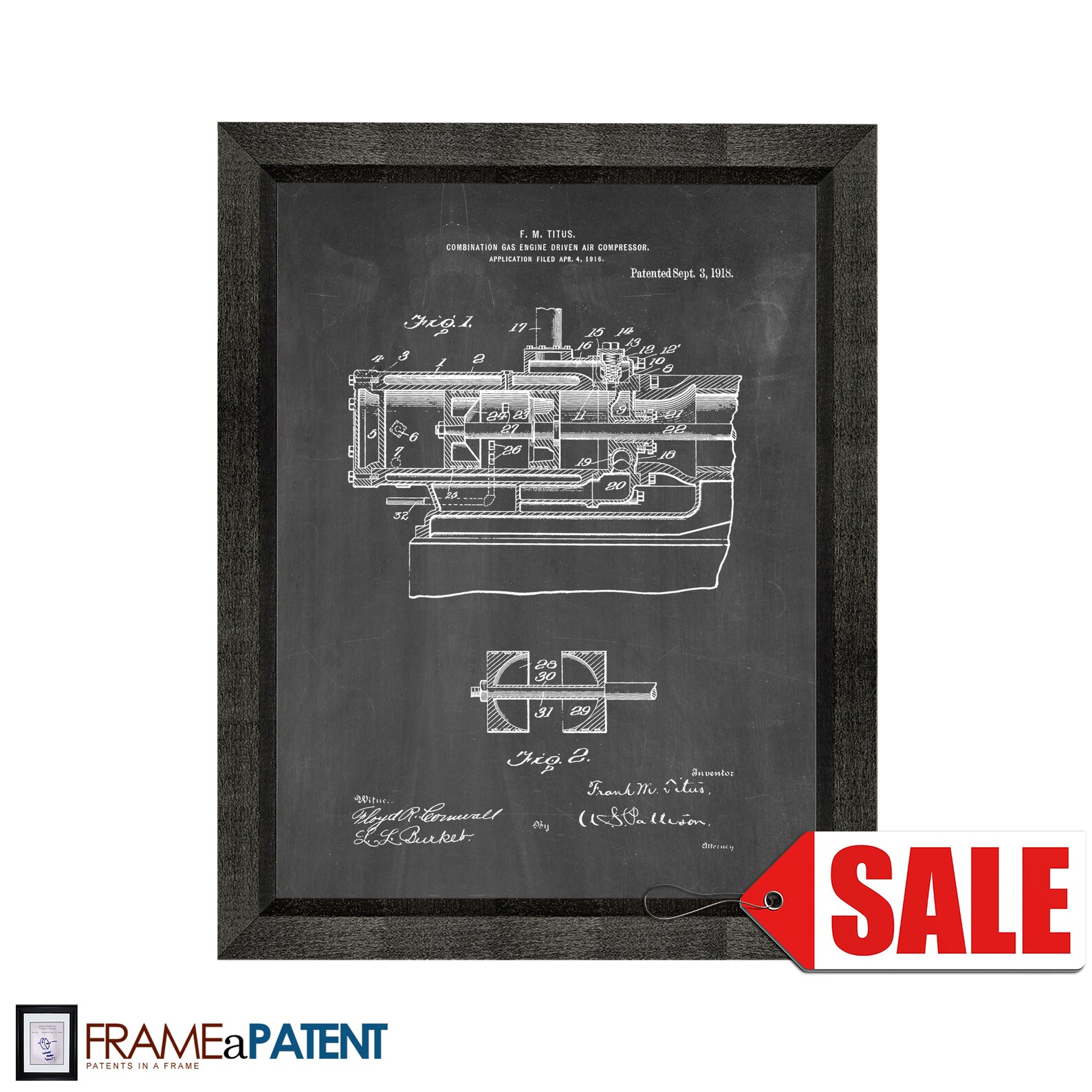 Combination Gas-engine Air-compressor Patent Print Poster - Etsy