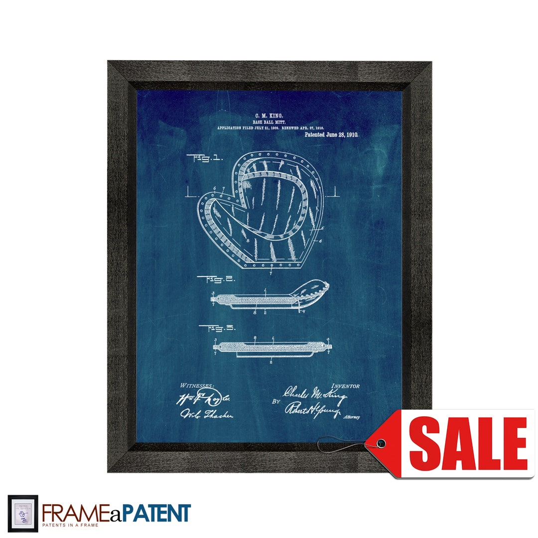 Baseball Mitt Patent Print Poster - 1910 - Historical Vintage Wall Art ...