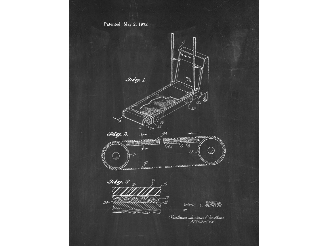 Exercise Treadmill Patent Print Poster - 1972 - Historical Vintage Wall ...