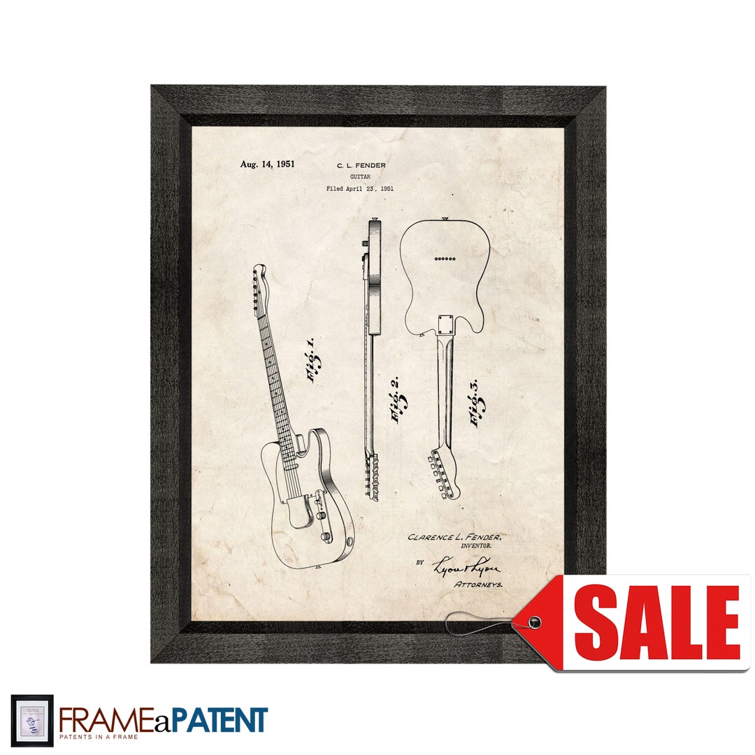 The Clarence Fender Telecaster Patent Print Poster - 1951 - Historical ...