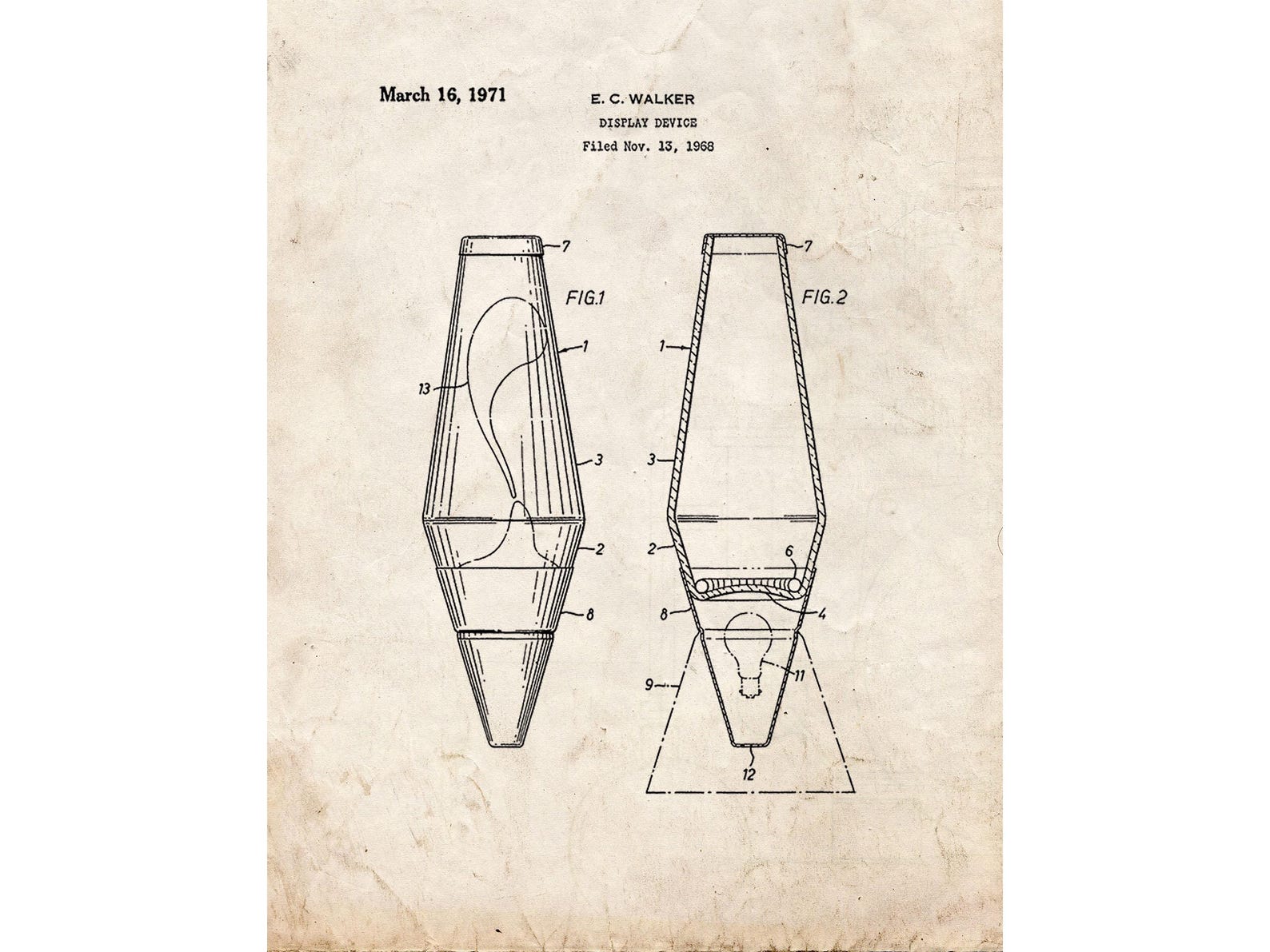 Lava Lamp Patent Print Poster - 1971 - Historical Vintage Wall Art - Etsy