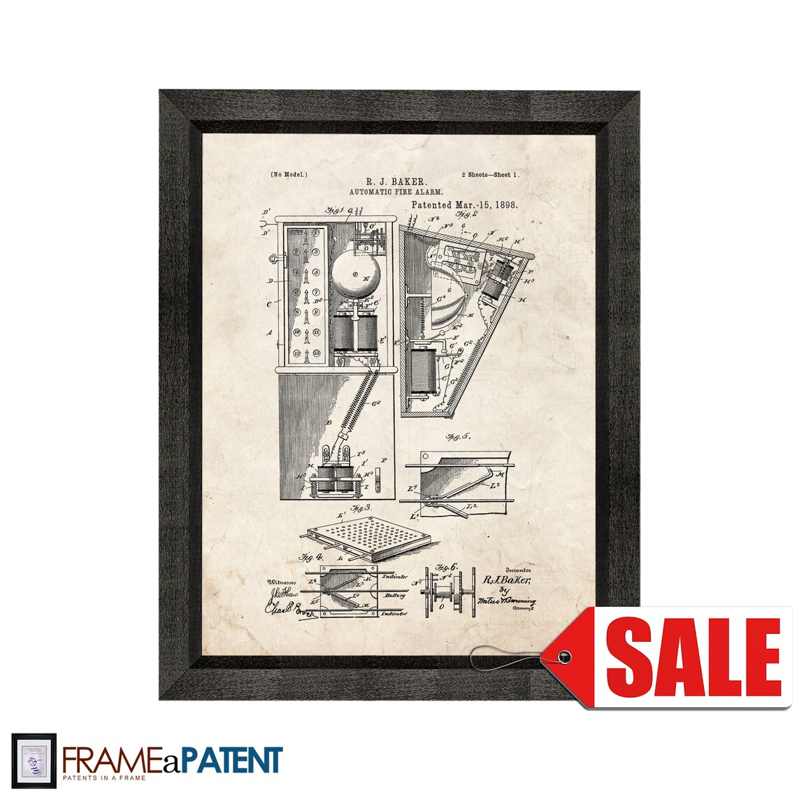 Automatic Fire Alarm Patent Print Poster 1898 Historical | Etsy