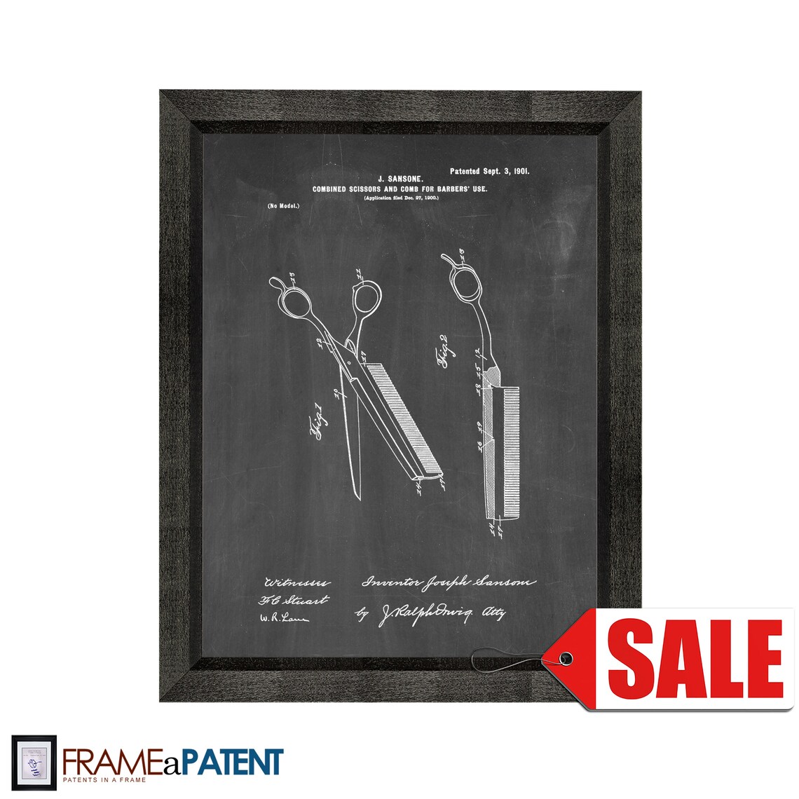 Combined Scissors and Comb for Barbers' Use Patent Print | Etsy