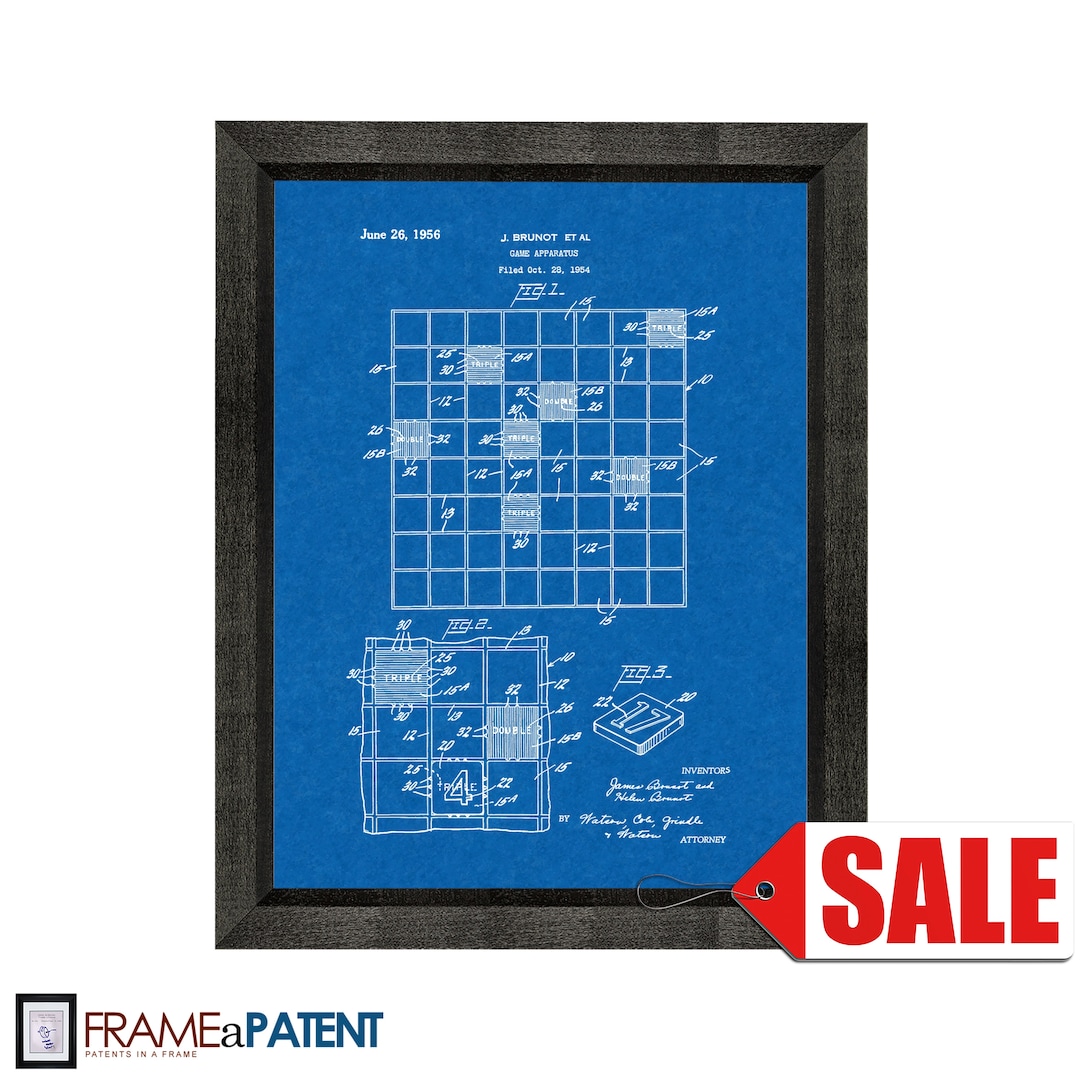 Scrabble Game Patent Print Poster - 1956 - Historical Vintage Wall Art ...