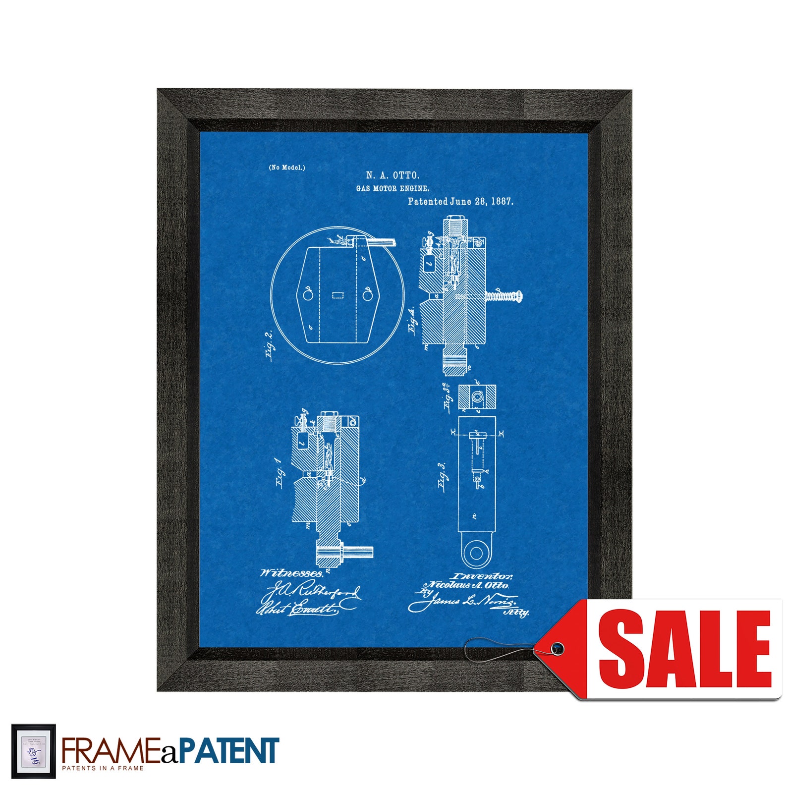 Gas Motor Engine Patent Print Poster 1887 Historical - Etsy