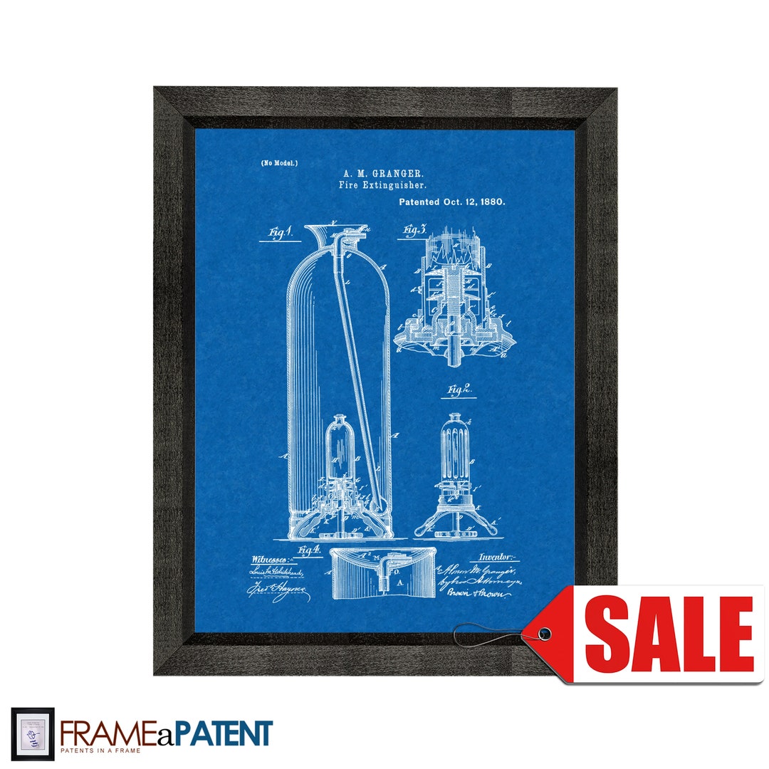 Fire Extinguisher Patent Print Poster - 1880 - Historical Vintage Wall ...