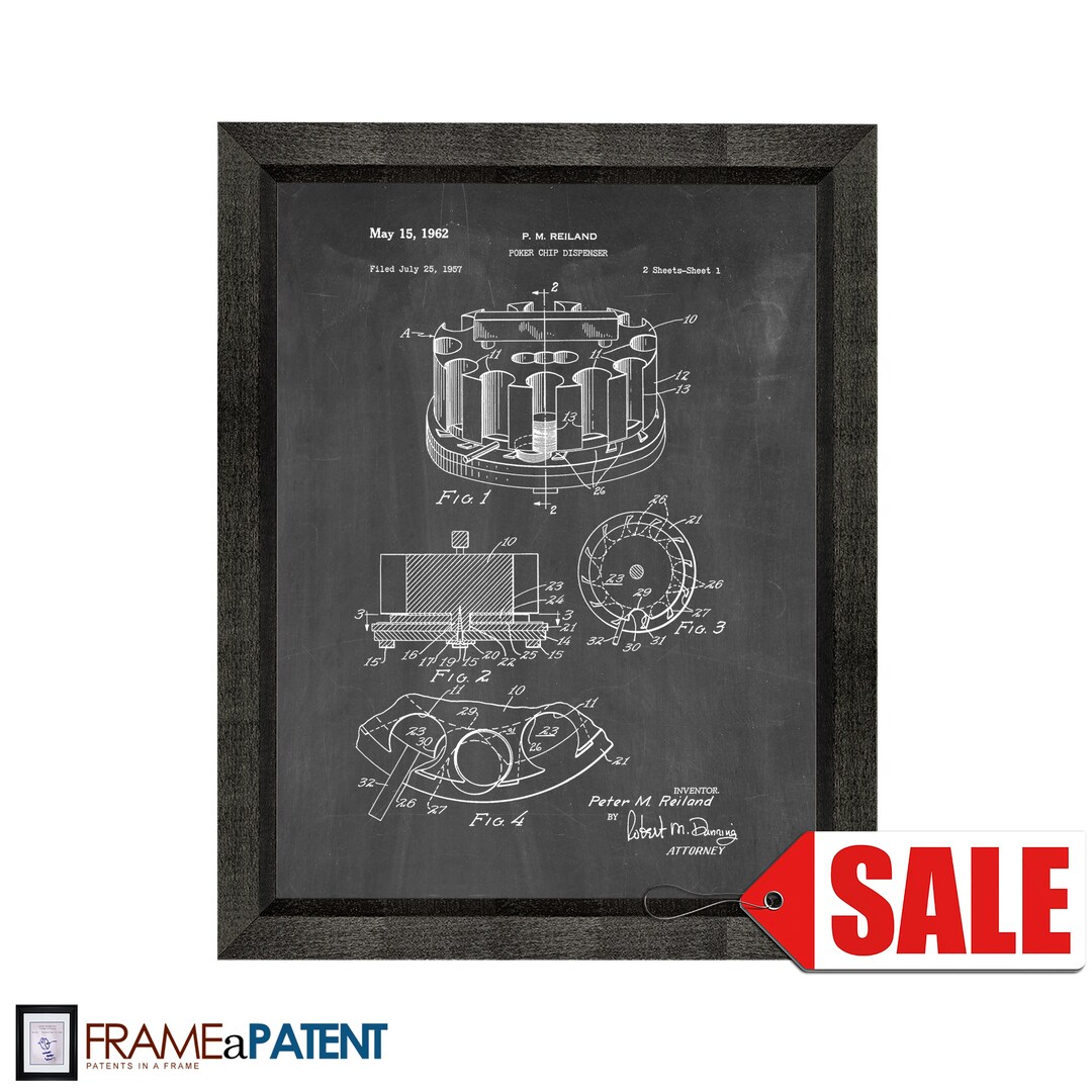 Poker Chip Dispenser Patent Print Poster 1962 Historical - Etsy