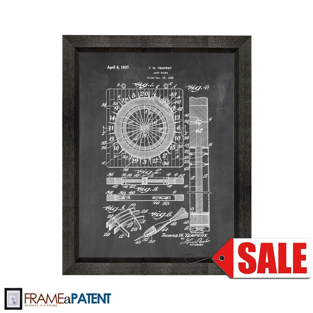 Dart Board Patent Print Poster - 1937 - Historical Vintage Wall Art ...