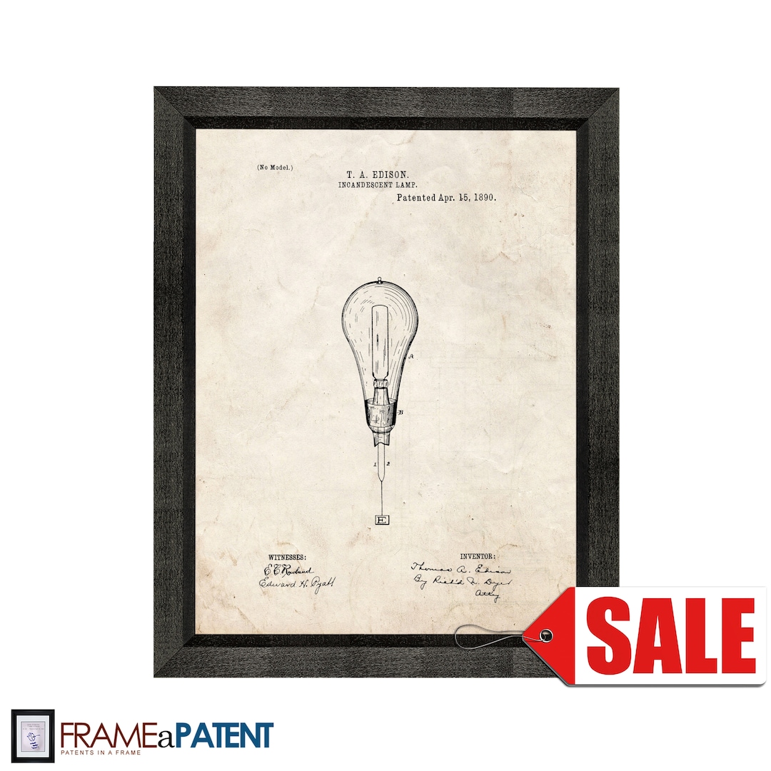 Light Bulb Patent Print Poster - 1890 - Historical Vintage Wall Art ...