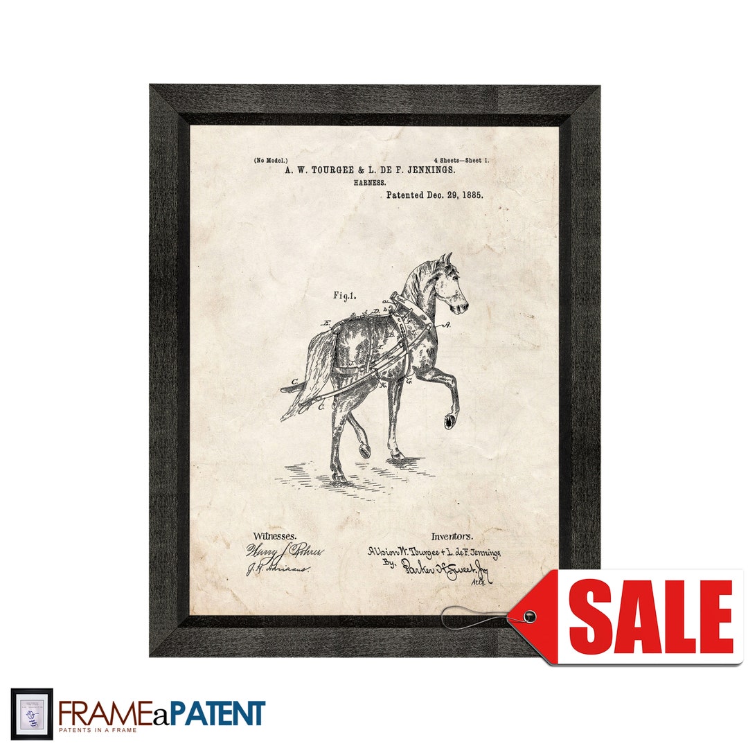 Horse Harness Patent Print Poster - 1885 - Historical Vintage Wall Art ...