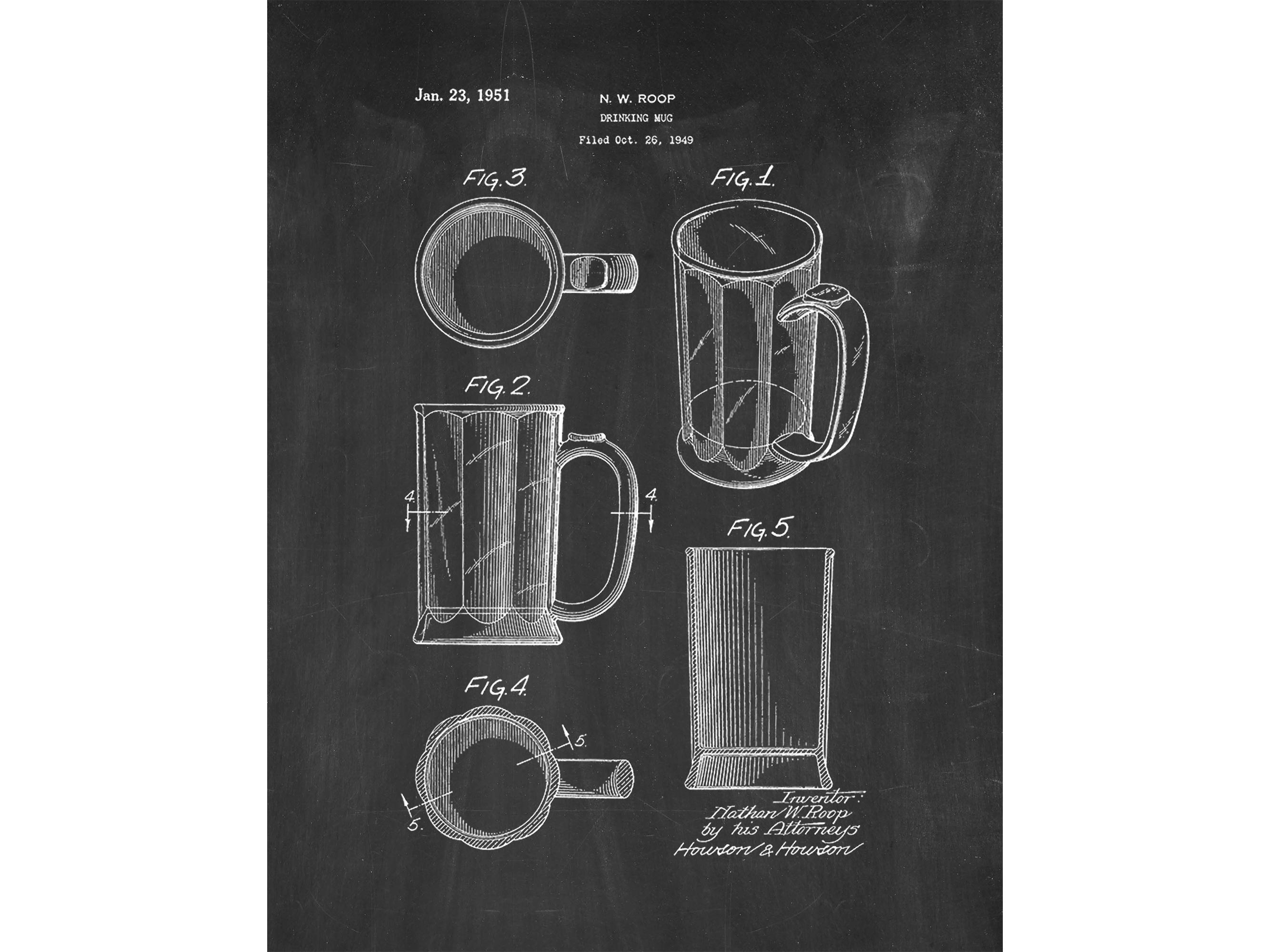 Beer Mug Patent Print Poster - 1951 - Historical Vintage Wall Art - Etsy