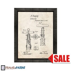 Corkscrew Patent Print Poster 1862 Historical Vintage Wall Art Great ...