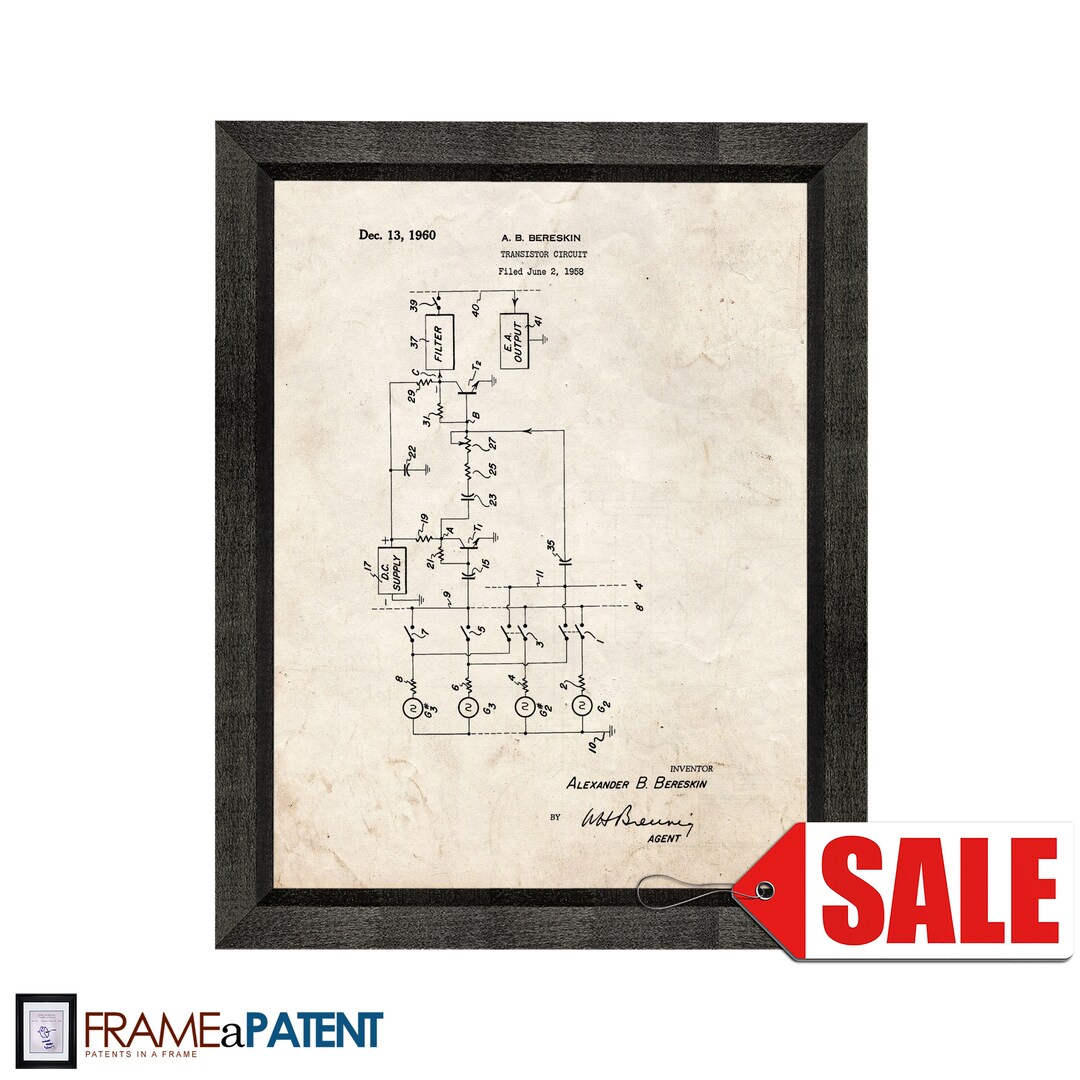 Transistor Circuit Patent Print Poster 1960 Historical Vintage Wall Art ...