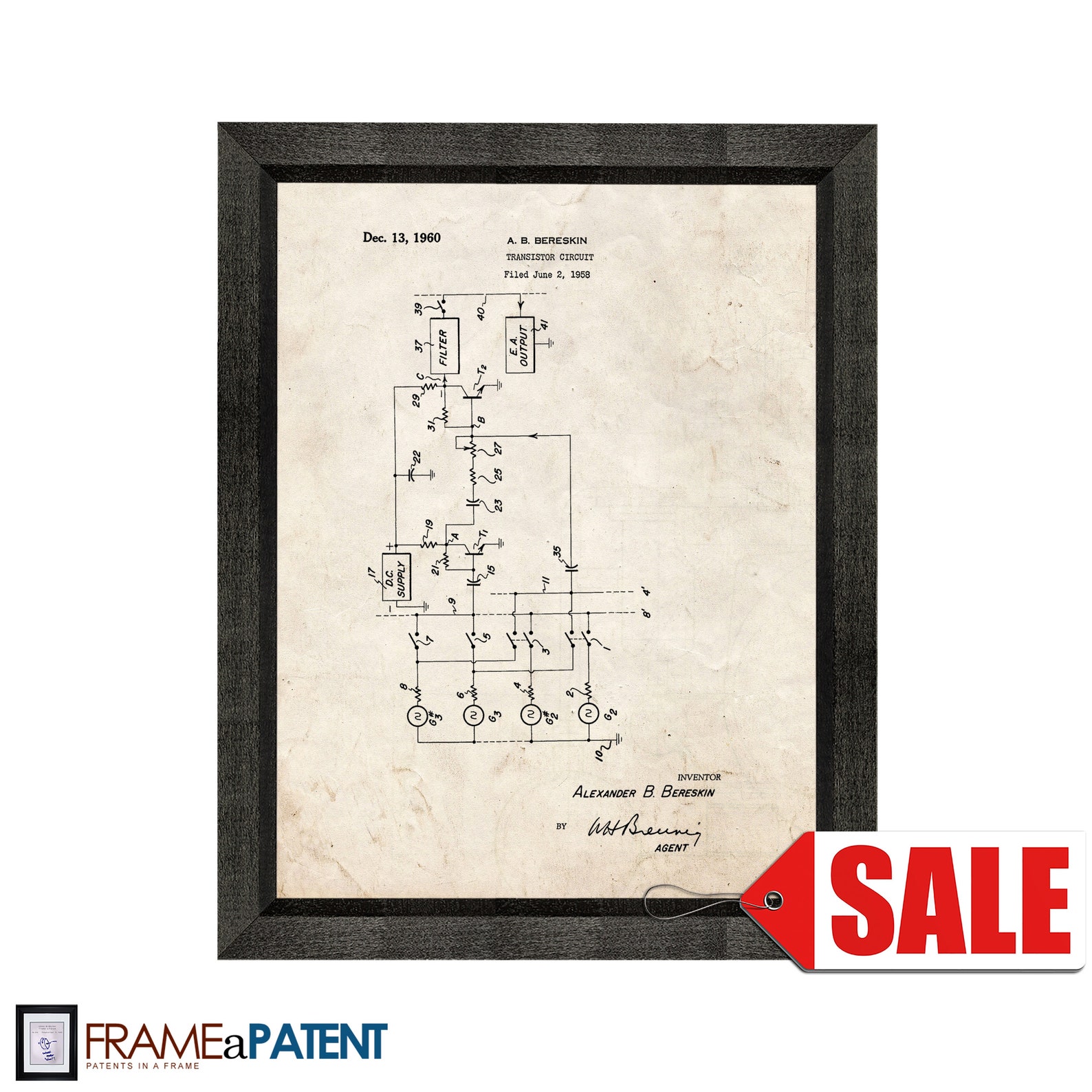 Transistor Circuit Patent Print Poster 1960 Historical - Etsy