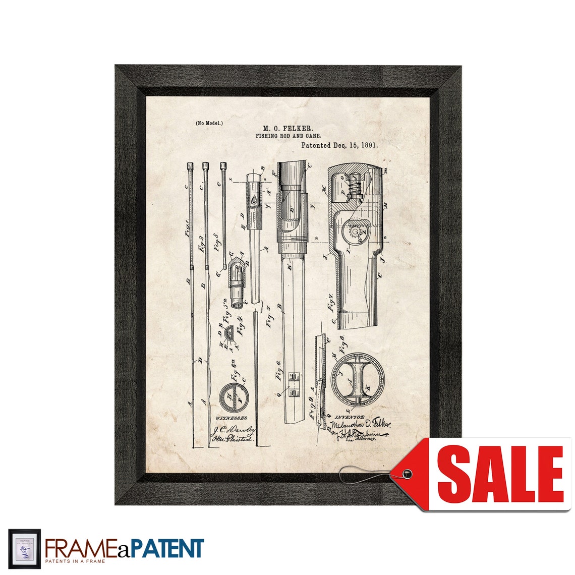 Fishing Rod and Cane Patent Print Poster 1891 Historical - Etsy