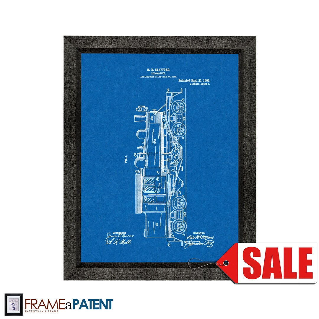 Locomotive Train Patent Print Poster 1909 Historical Vintage Wall Art ...
