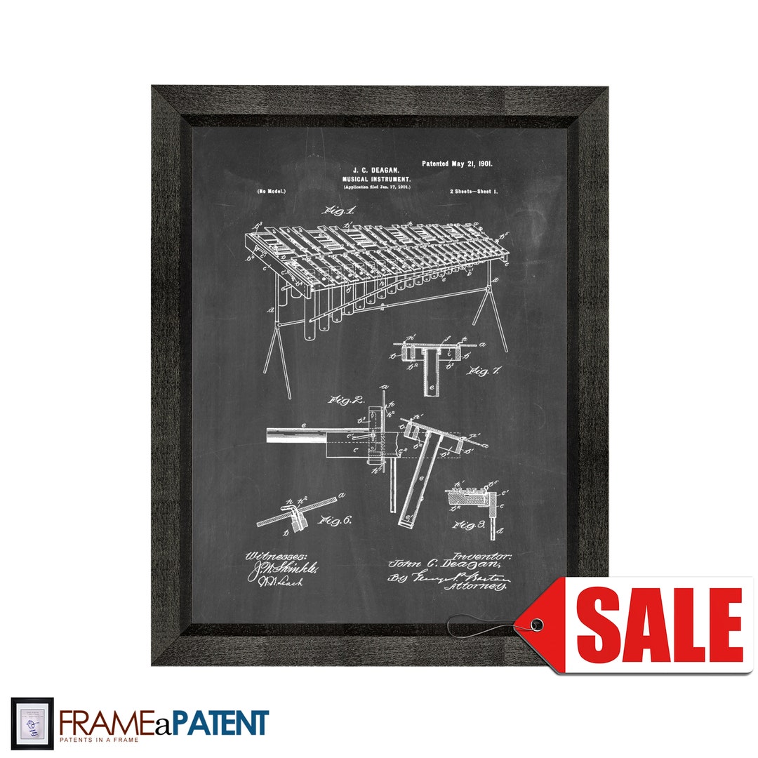 Marimba Patent Print Poster - 1901 - Historical Vintage Wall Art ...
