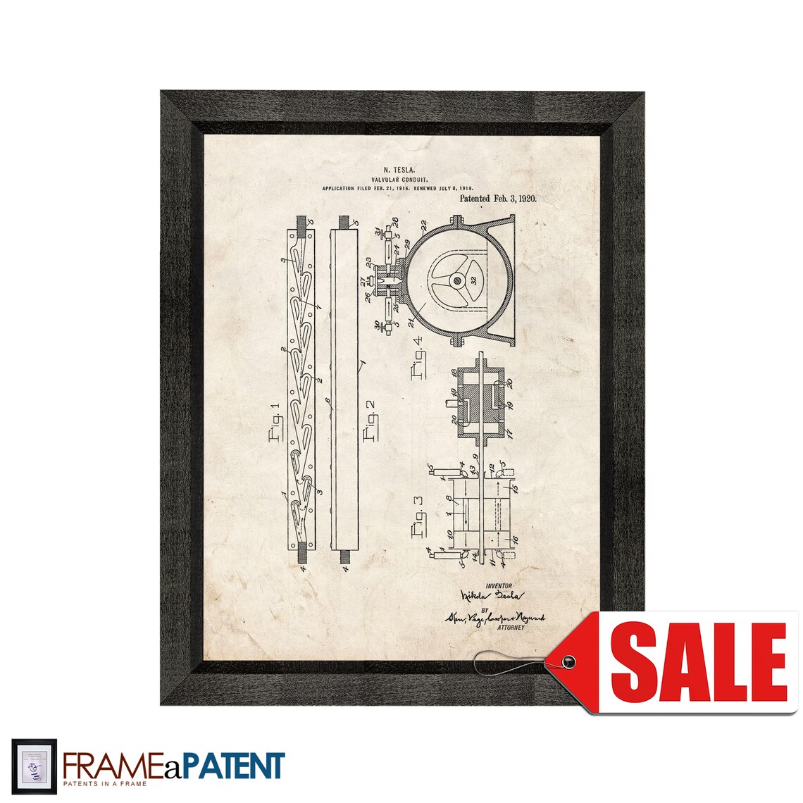 Tesla Valvular Conduit Patent Print Poster 1920 Historical - Etsy